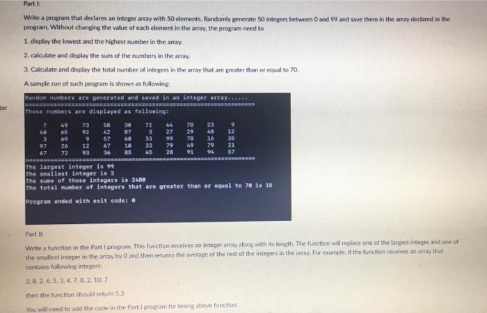 Solved Part Write A Program That Declares An Integer Away 8630