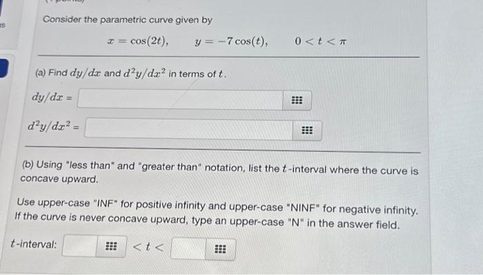 Solved S Consider the parametric curve given by x = cos(2t), | Chegg.com