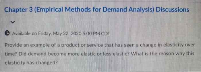 Solved Chapter 3 (Empirical Methods for Demand Analysis) | Chegg.com