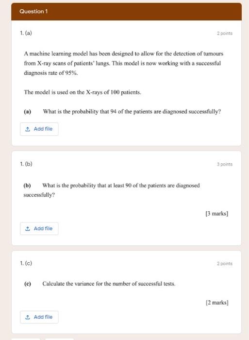 Solved Question 1 1. (a) 2 points A machine learning model | Chegg.com