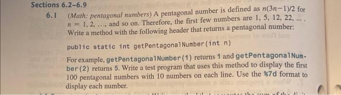 Solved ctions 6.2−6.9 6.I (Math: pentagonal numbers) A | Chegg.com