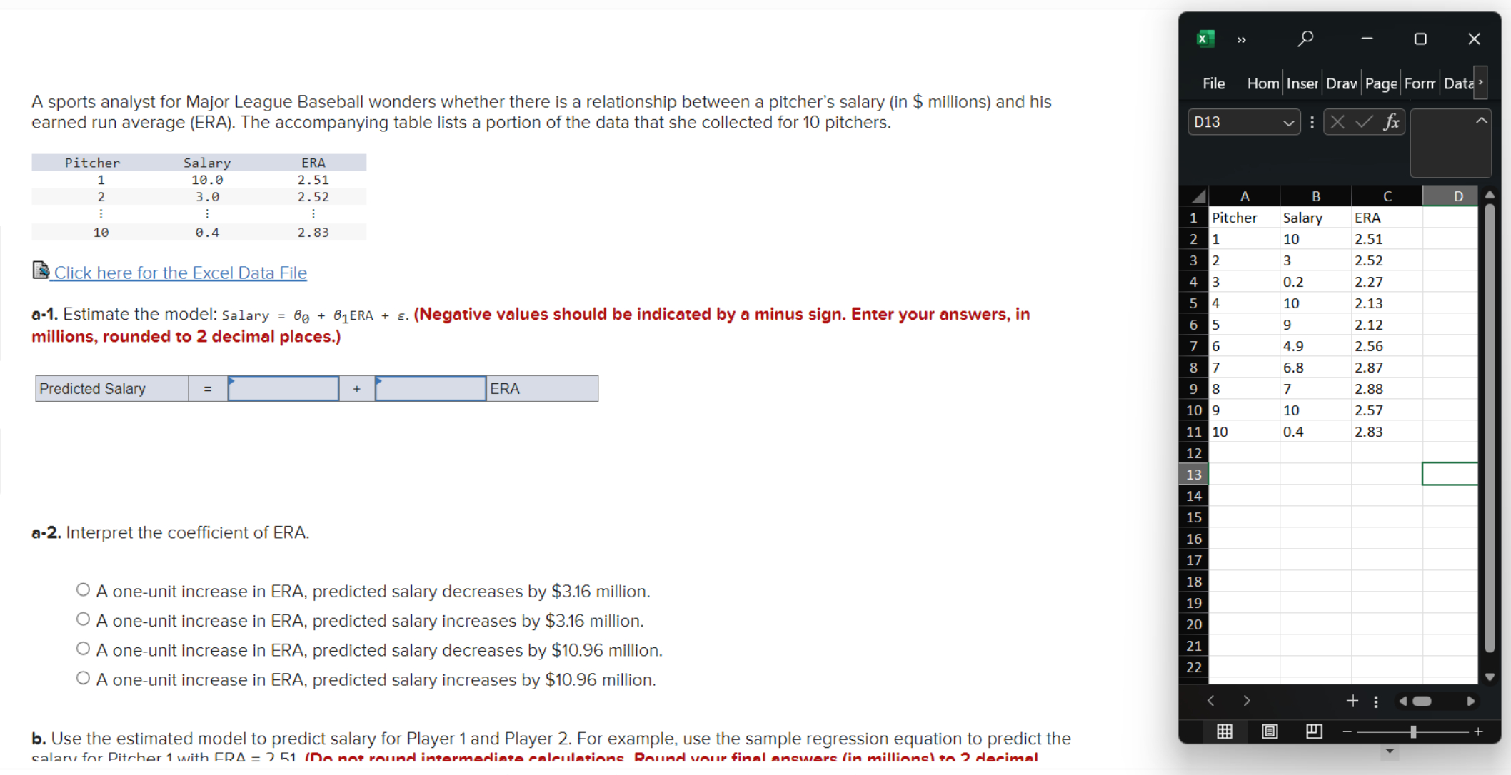 Solved A sports analyst for Major League Baseball wonders | Chegg.com