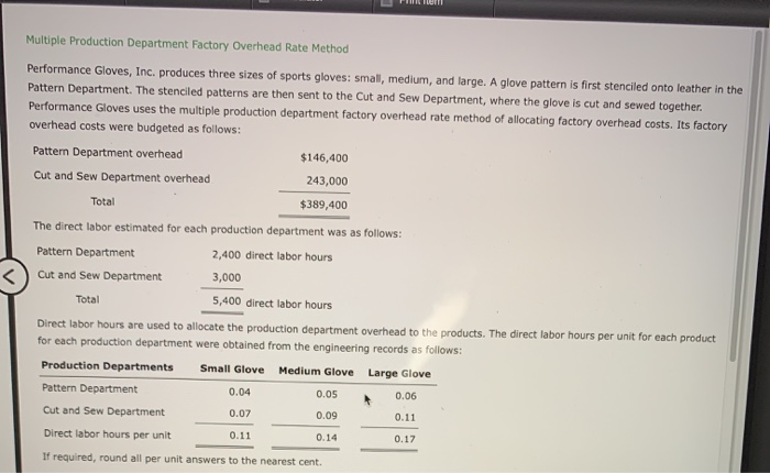Solved Multiple Production Department Factory Overhead Rate | Chegg.com