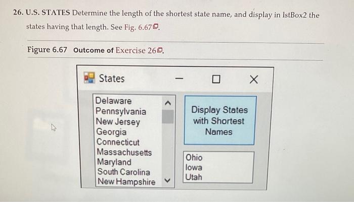 Solved 26. U.S. STATES Determine the length of the shortest | Chegg.com