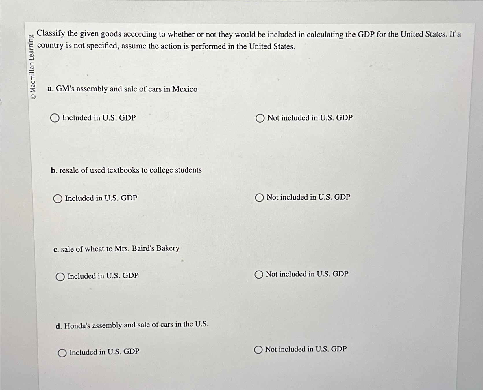 Solved 年Classify the given goods according to whether or not | Chegg.com