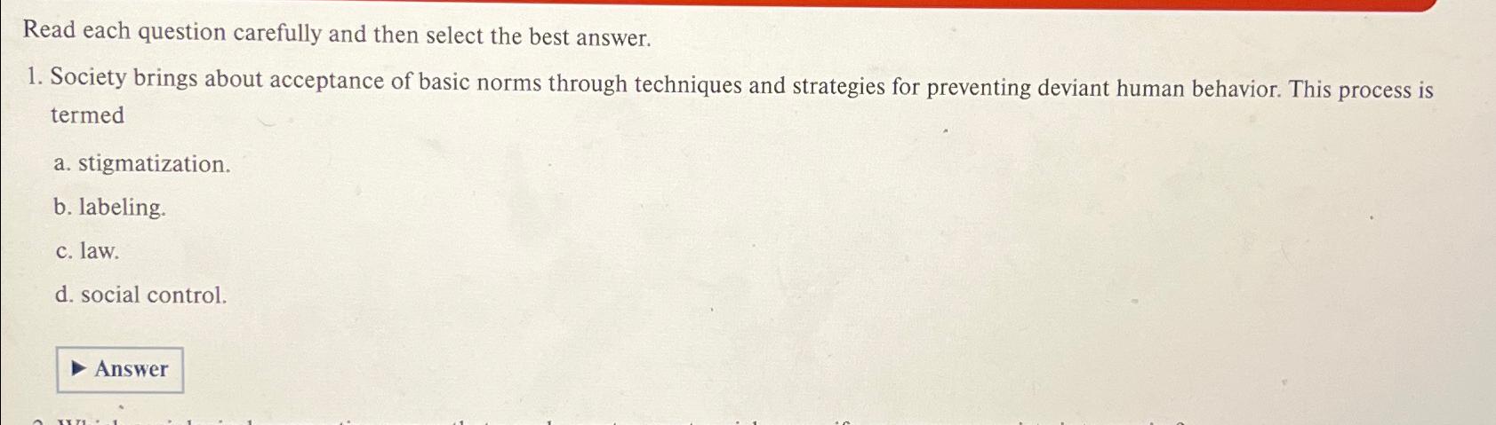Solved Read each question carefully and then select the best | Chegg.com