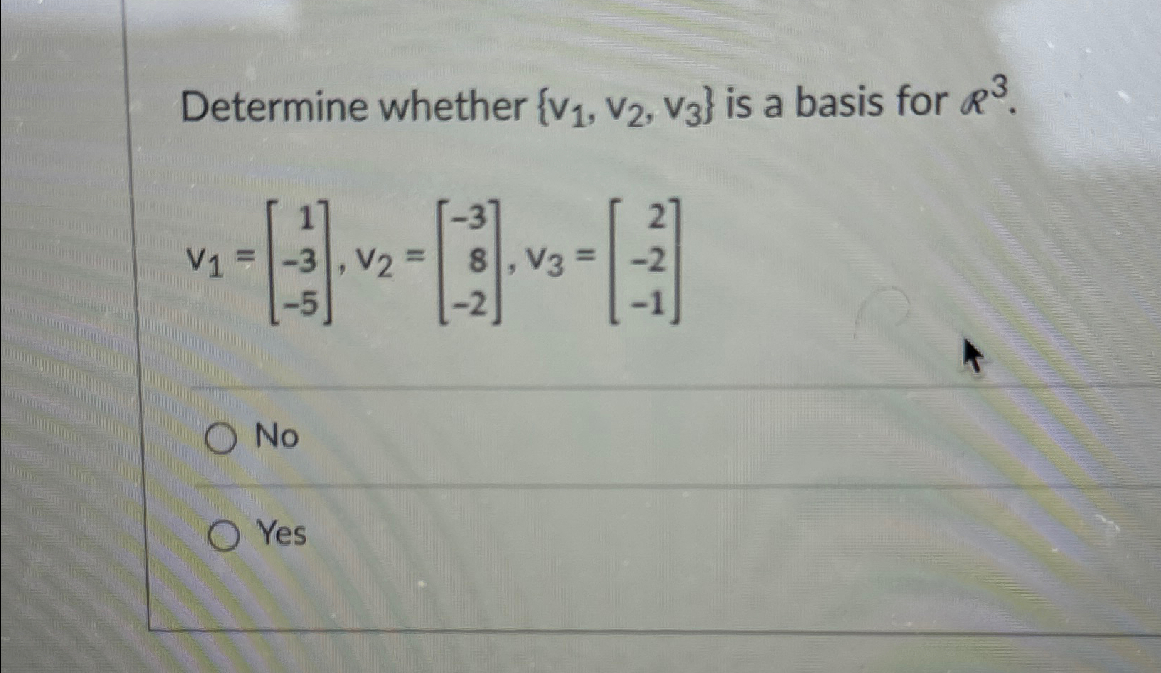 Solved Determine whether {v1,v2,v3} ﻿is a basis for | Chegg.com