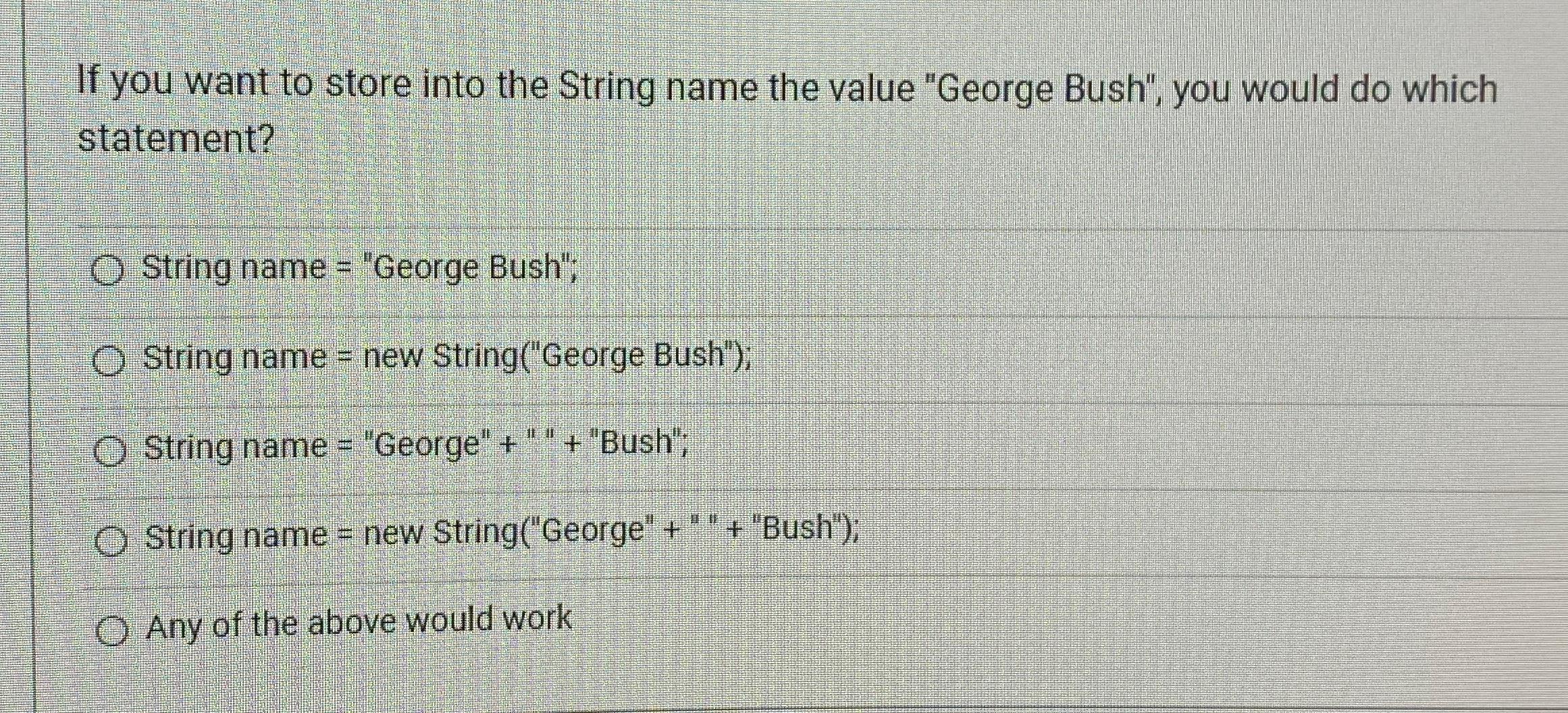 Solved If you want to store into the String name the value | Chegg.com