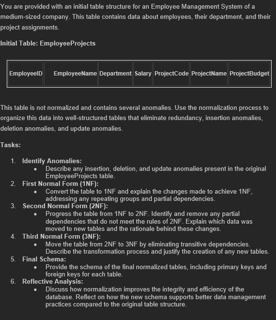 Solved You are provided with an initial table structure for | Chegg.com