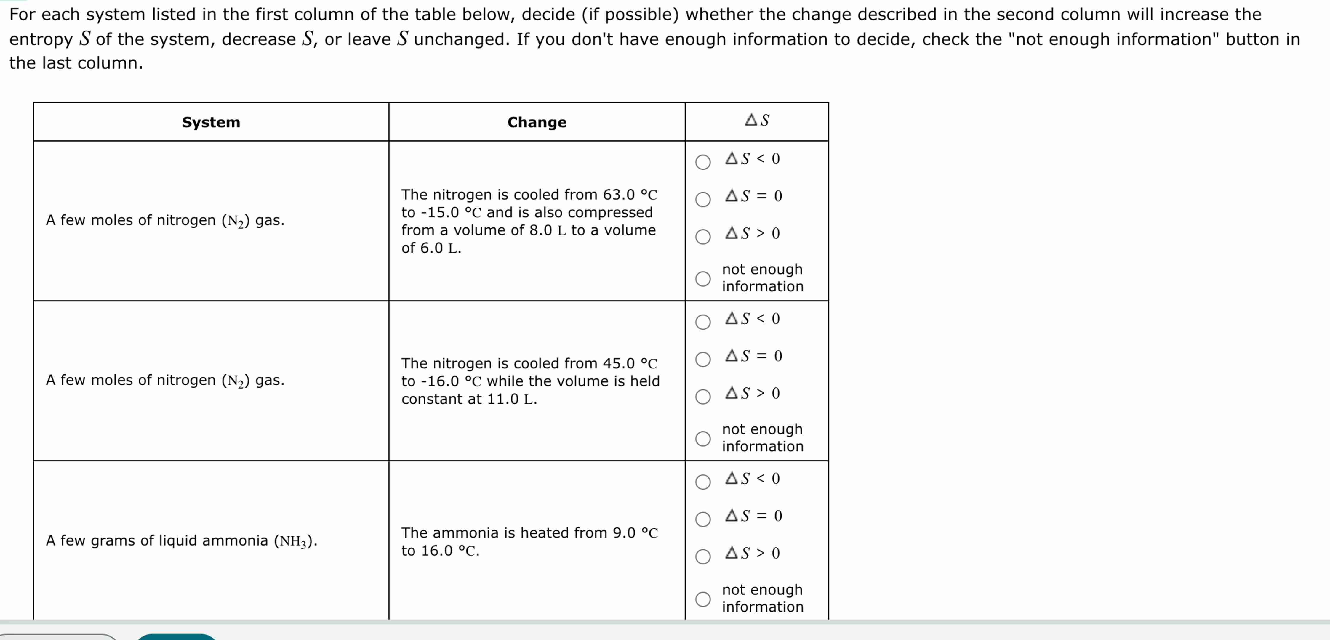 Solved For each system listed in the first column of the | Chegg.com
