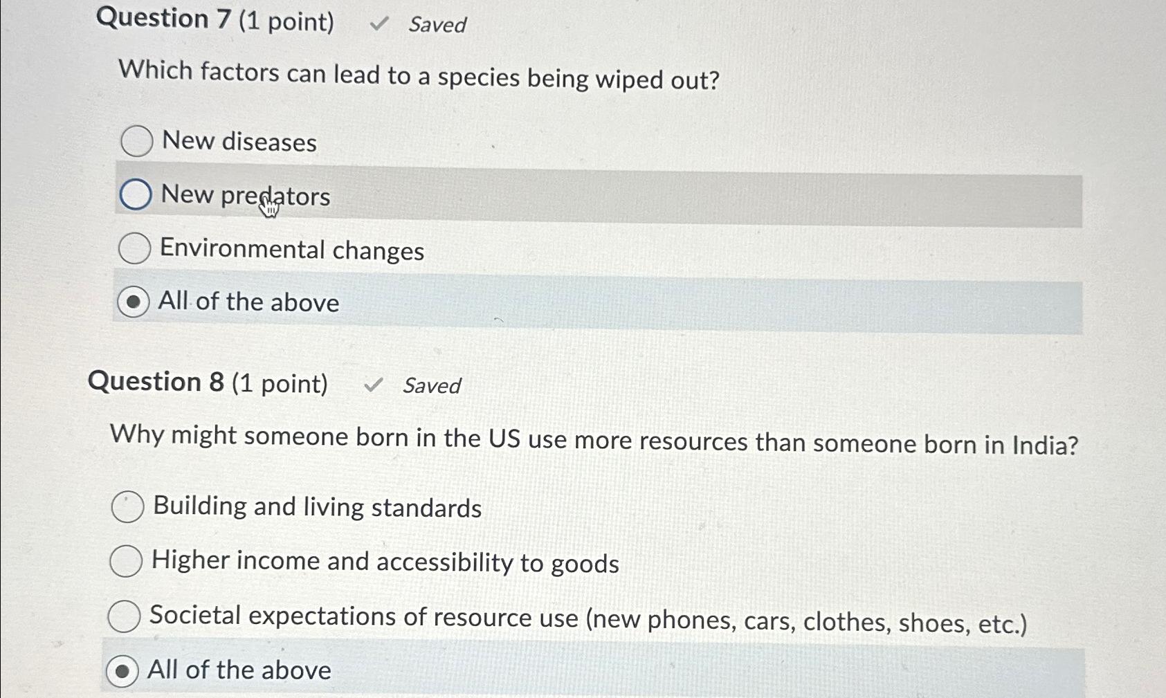 Solved Question 7 (1 ﻿point) ﻿SavedWhich factors can lead | Chegg.com