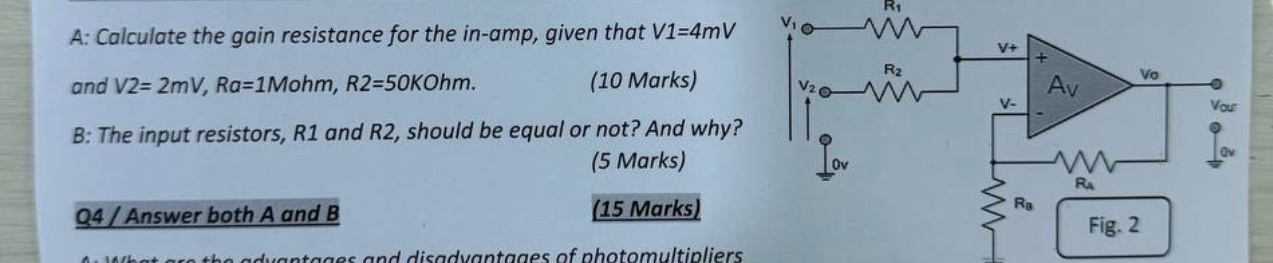 Solved A: Calculate the gain resistance for the in-amp, | Chegg.com