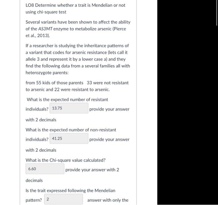 Solved LO8 Determine whether a trait is Mendelian or not | Chegg.com