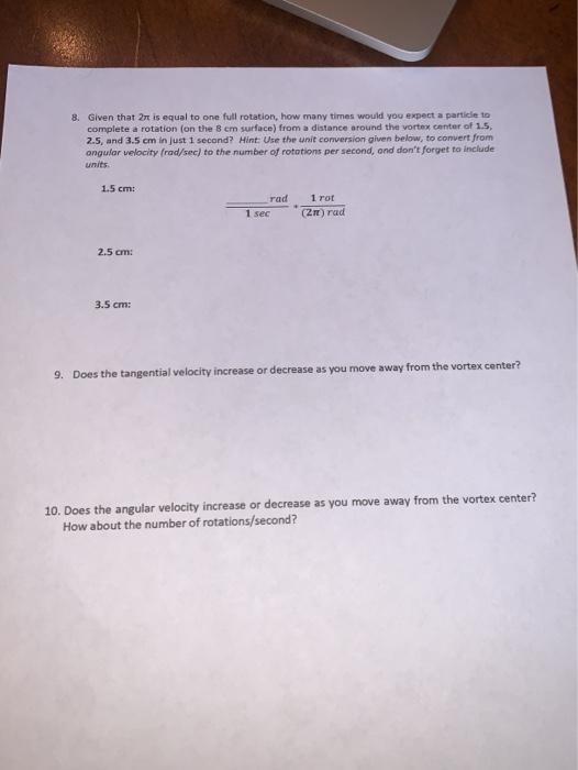 Name: Lab 10 - Cyclostrophic Flow: The Two-Liter | Chegg.com