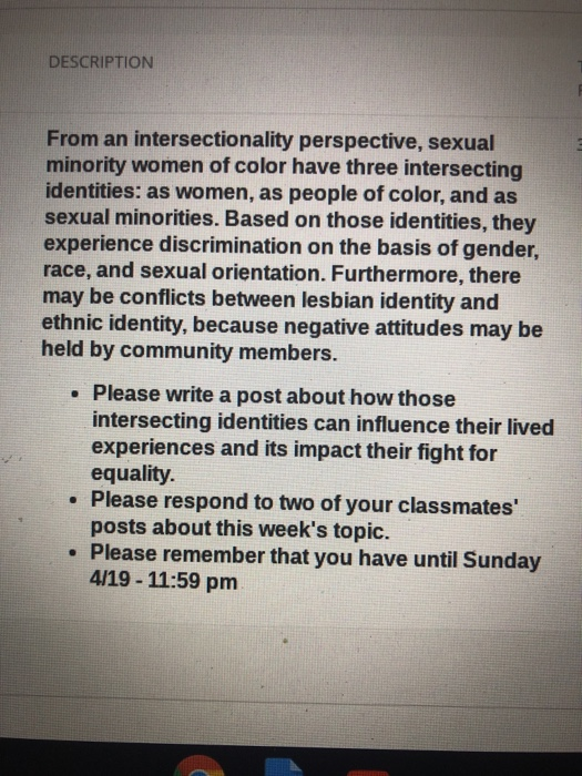 DESCRIPTION From an intersectionality perspective, | Chegg.com