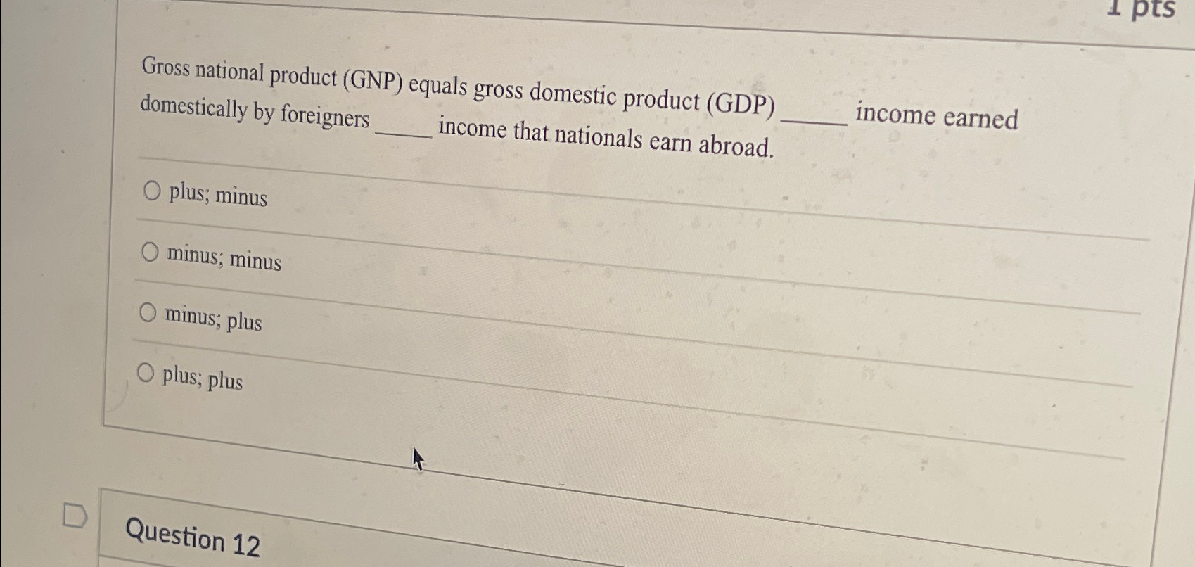 Solved Gross national product (GNP) ﻿equals gross domestic | Chegg.com