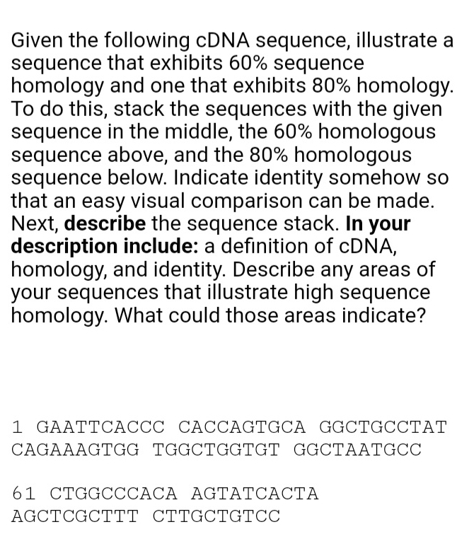 Solved Given the following cDNA sequence, illustrate a | Chegg.com