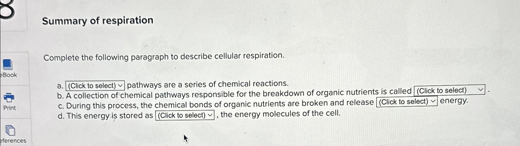 Solved Summary of respirationComplete the following | Chegg.com