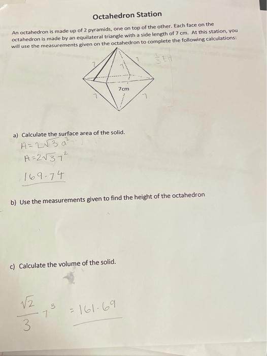 Solved Octahedron Station An octahedron is made up of 2 | Chegg.com