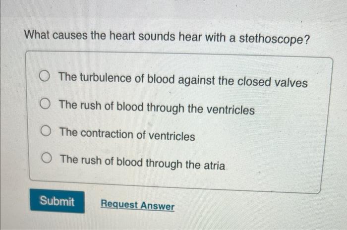 Solved What causes the heart sounds hear with a stethoscope? | Chegg.com