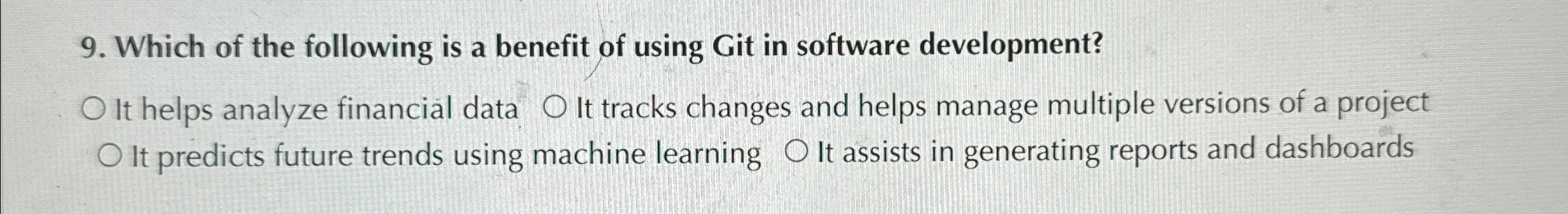 Solved Which of the following is a benefit of using Git in | Chegg.com