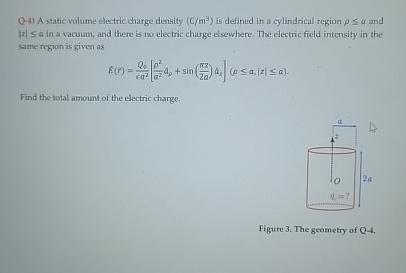 Solved Q-4) ﻿A static volume electric charge density (Cm3) | Chegg.com