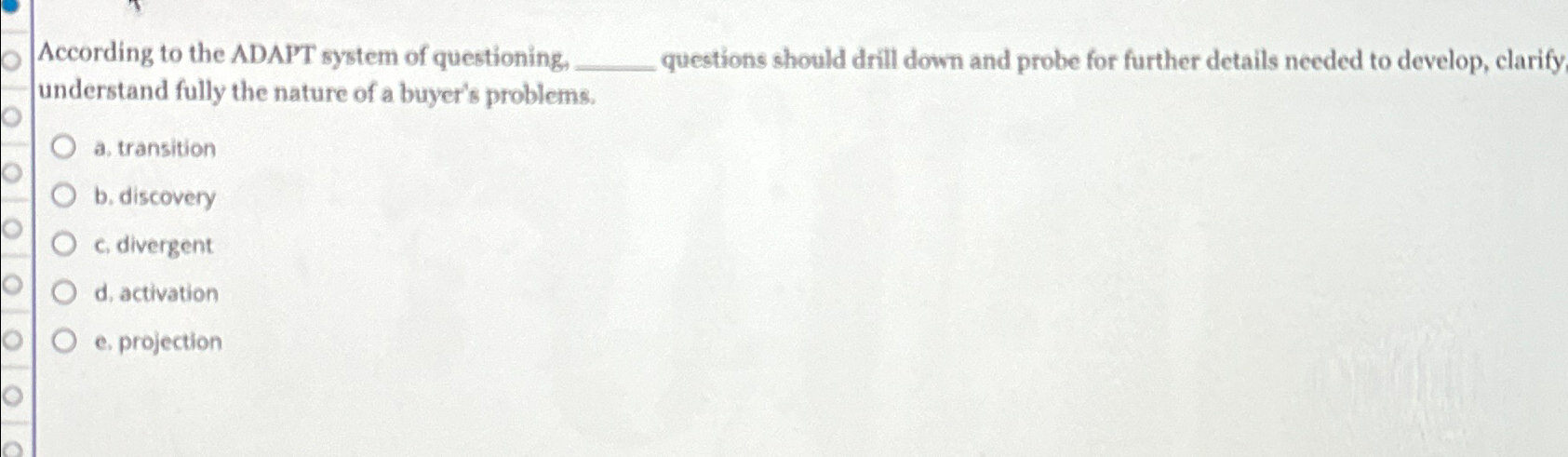 Solved According to the ADAPT system of questioning, | Chegg.com