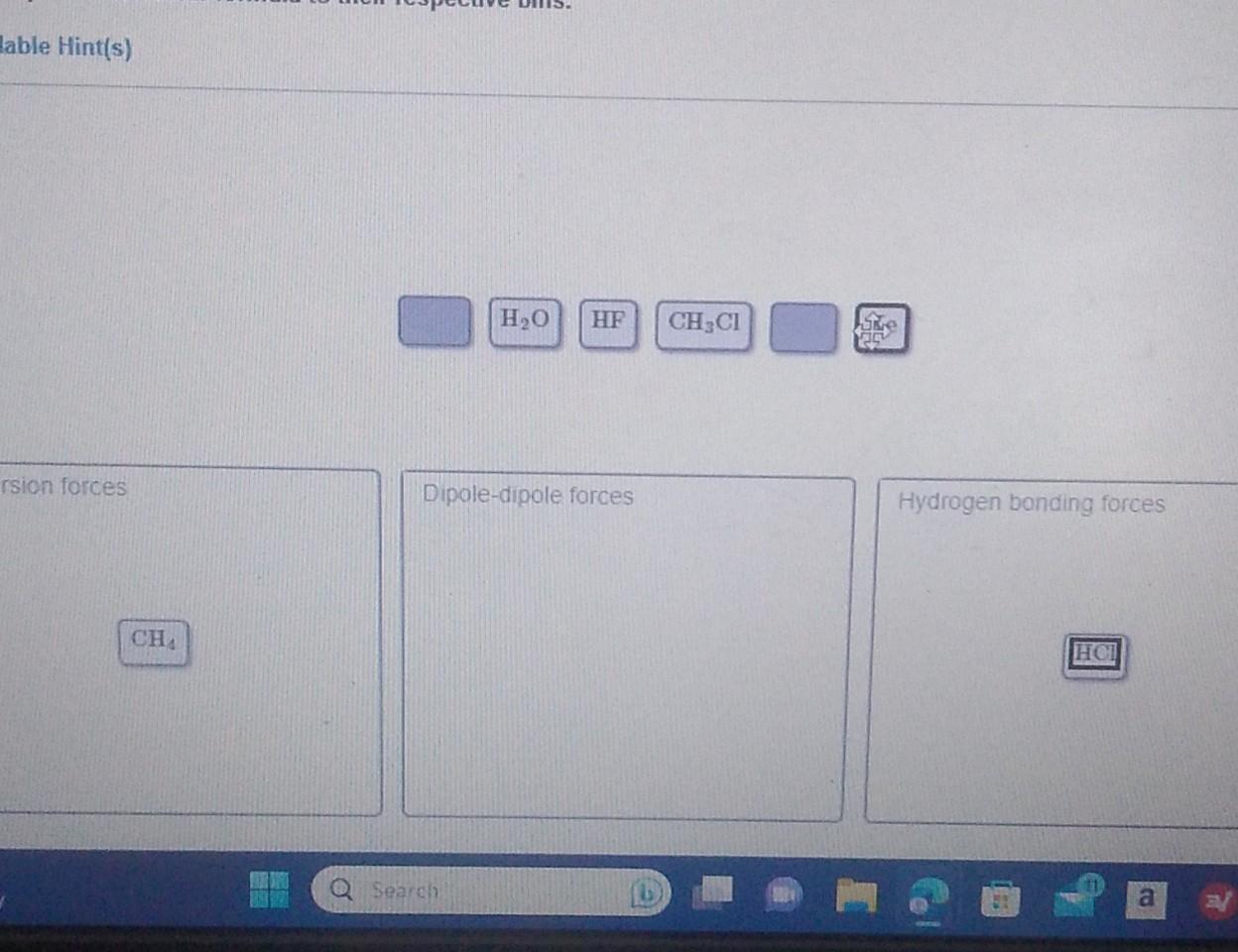 Solved lable Hint(s) rsion forces Dipole-dipole forces | Chegg.com