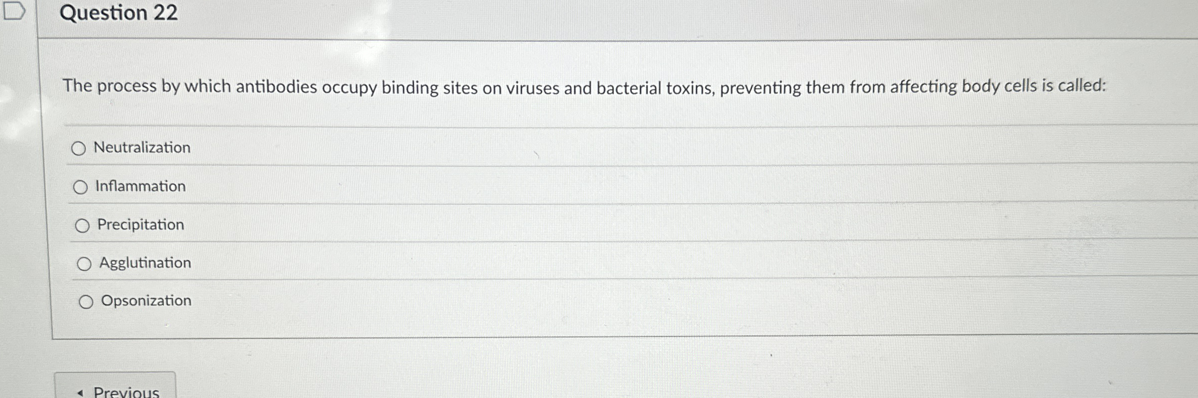 Solved Question 22The process by which antibodies occupy | Chegg.com
