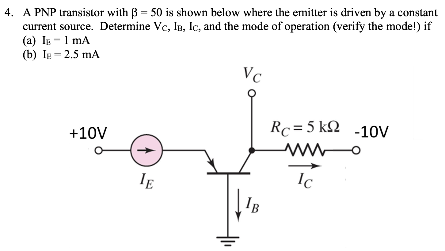 Solved A PNP transistor with \beta = 50 ﻿is shown below | Chegg.com