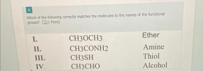 Solved 6 Which of the following correctly matches the | Chegg.com
