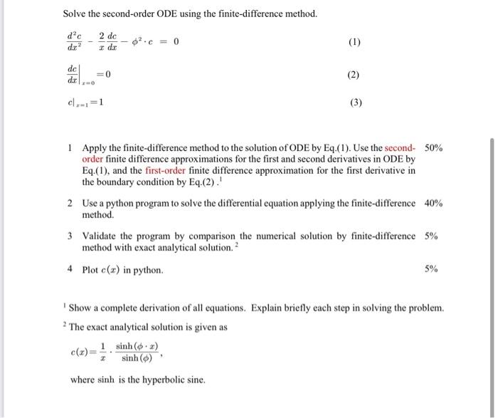 Solve the second-order ODE using the | Chegg.com