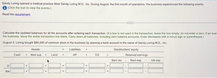 Solved Sandy Loring opened a medical practice titled Sandy | Chegg.com
