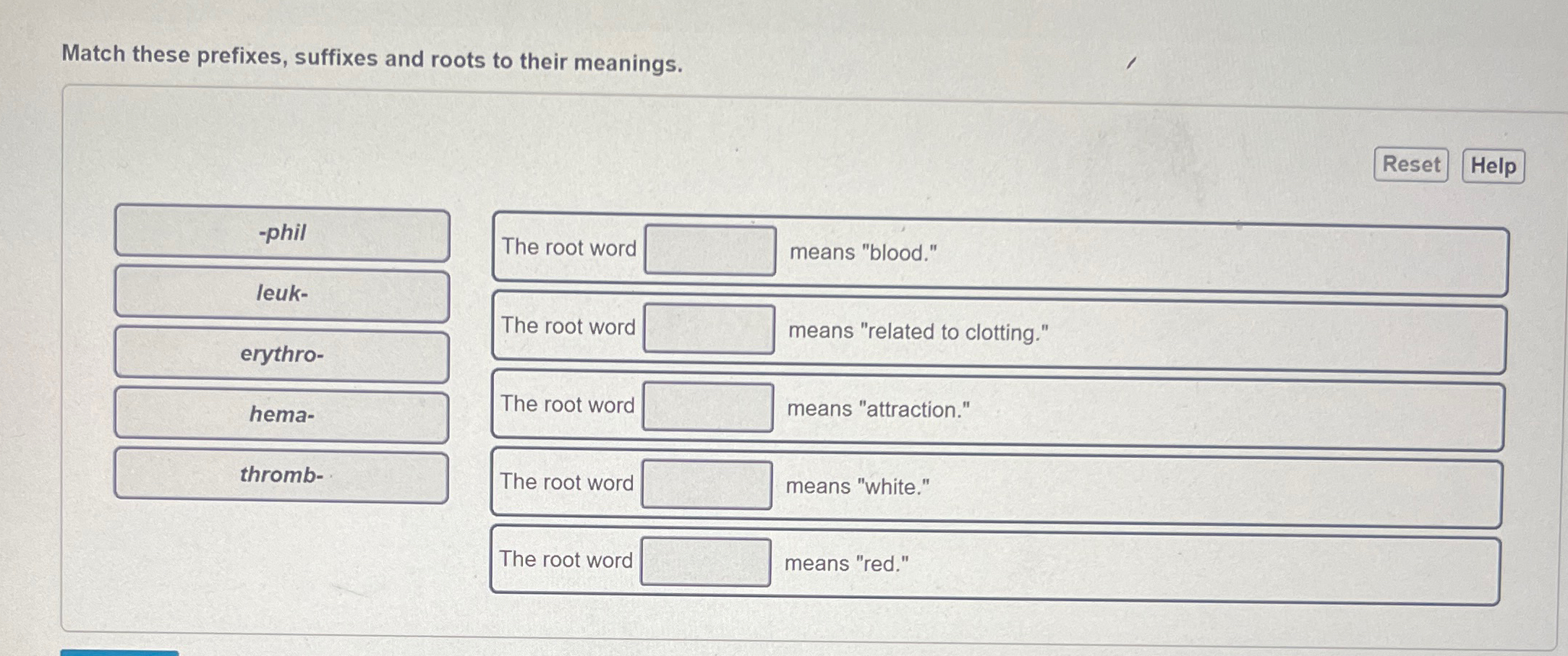 Solved Match these prefixes, suffixes and roots to their | Chegg.com