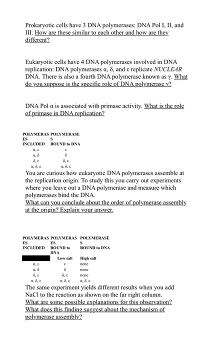 Solved Prokaryotic cells have 3 DNA polymerases: DNA Pol I, | Chegg.com