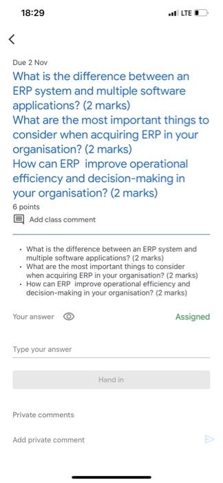 Solved What is the difference between an ERP system and | Chegg.com