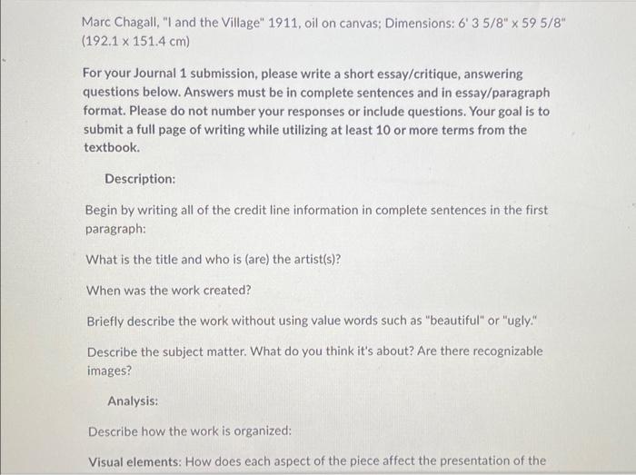 Marc Chagall, "I and the Village" 1911 , oil on | Chegg.com