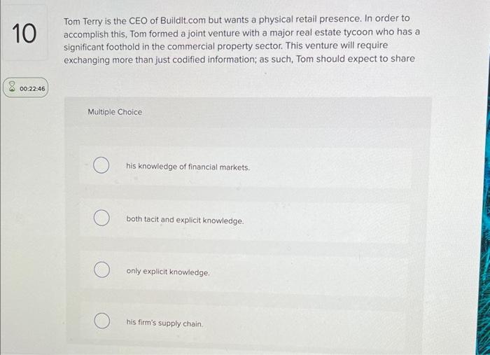 Solved Tom Terry is the CEO of BuildIt.com but wants a | Chegg.com