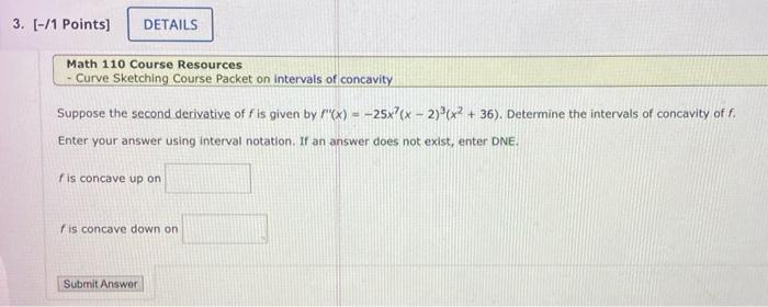 Solved - Curve Sketching Course Packet on intervals of | Chegg.com