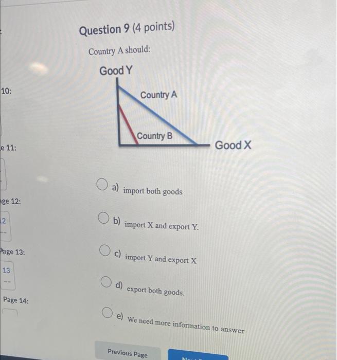 Solved Country A should: 10: a) import both goods b) import | Chegg.com