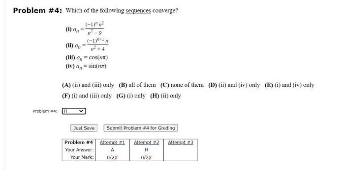 Solved Problem #4: Which of the following sequences | Chegg.com