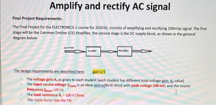 Solved Amplify and rectify AC signal Final Project | Chegg.com