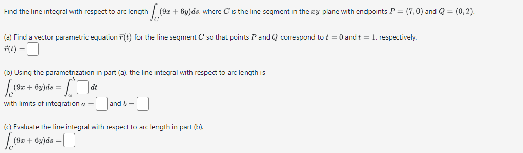 Solved Find the line integral with respect to arc length | Chegg.com