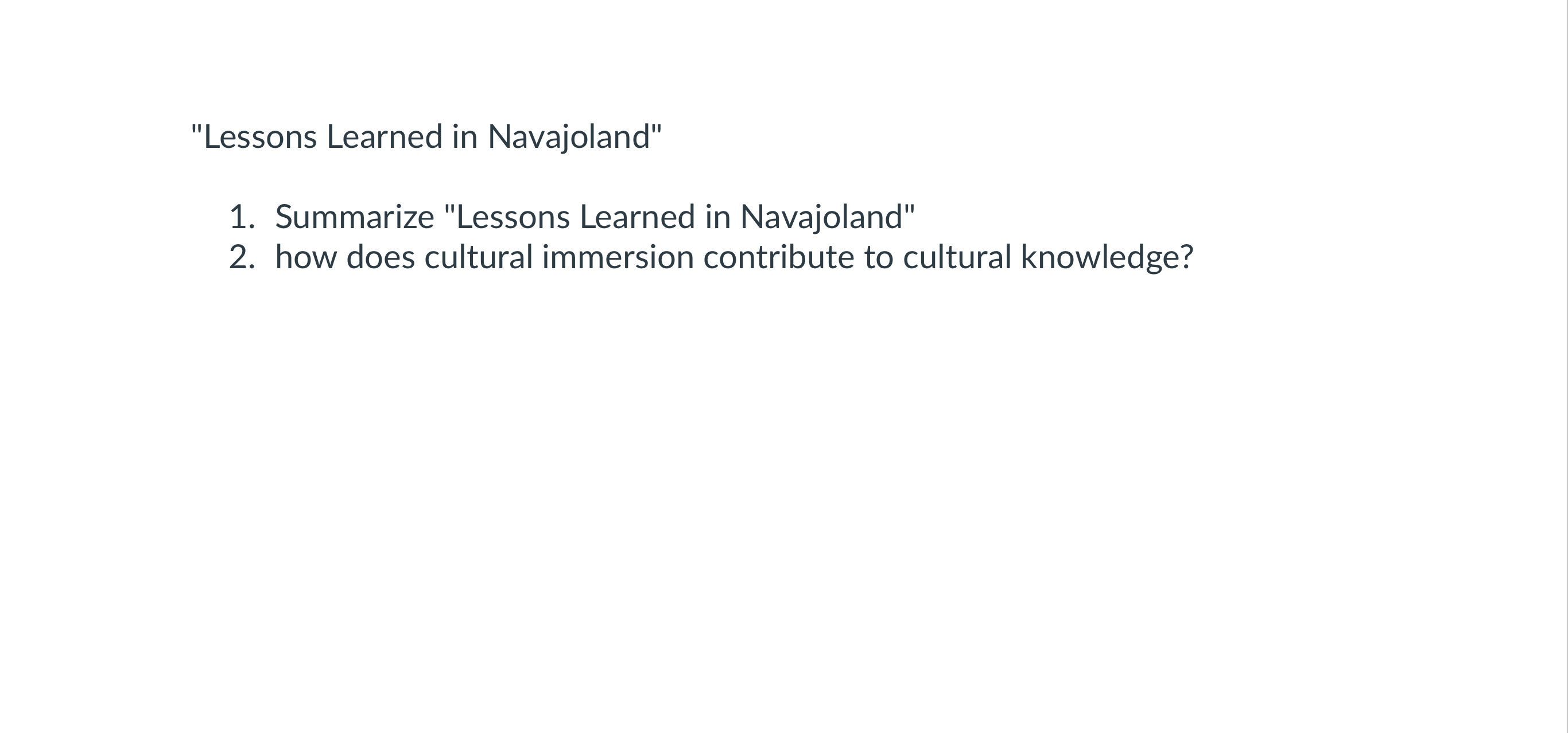 Solved "Lessons Learned in Navajoland"Summarize "Lessons | Chegg.com