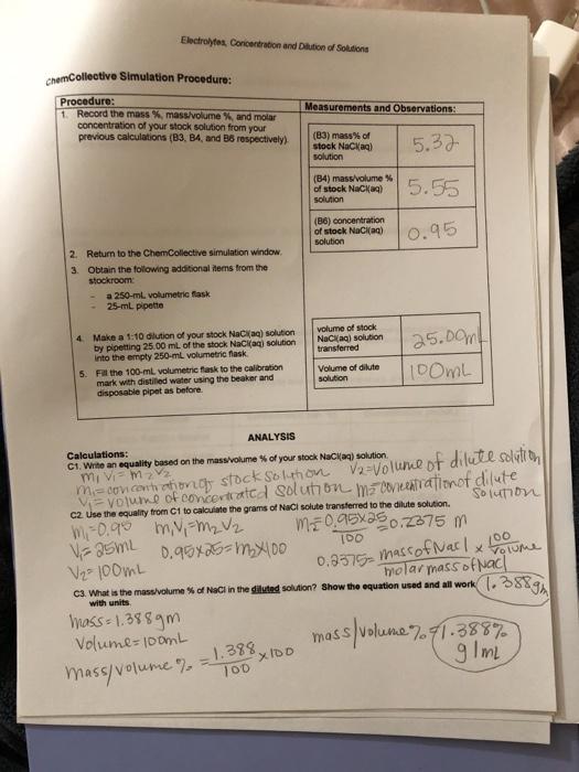 Solved ChemCollective Simulation Procedure: Electrolytes. | Chegg.com