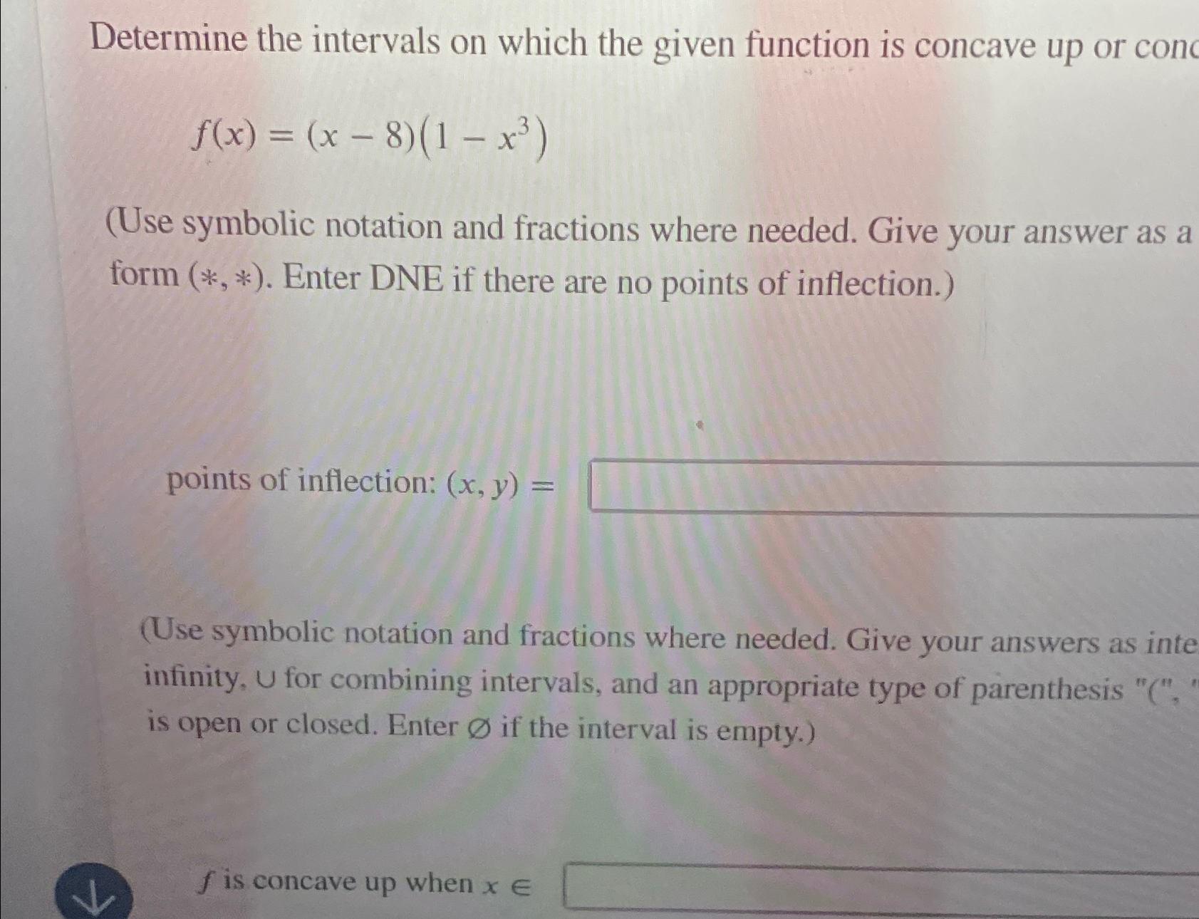 Solved Determine the intervals on which the given function | Chegg.com