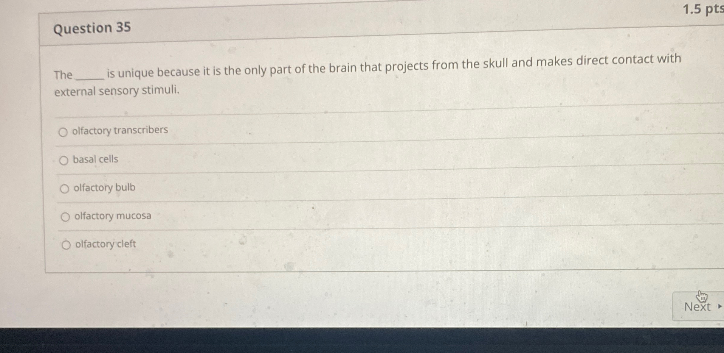 Solved Question 351.5ptsThe ﻿is unique because it is the | Chegg.com