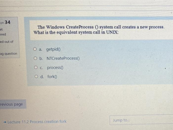 Solved on 34 et The Windows CreateProcess system call | Chegg.com
