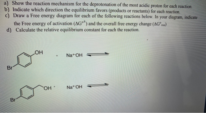 Solved a) Show the reaction mechanism for the deprotonation | Chegg.com