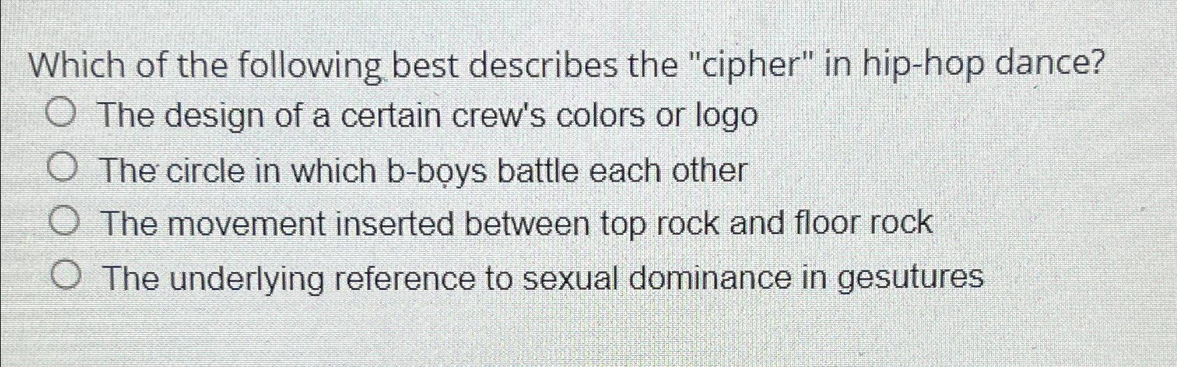 Solved Which of the following best describes the "cipher" in | Chegg.com